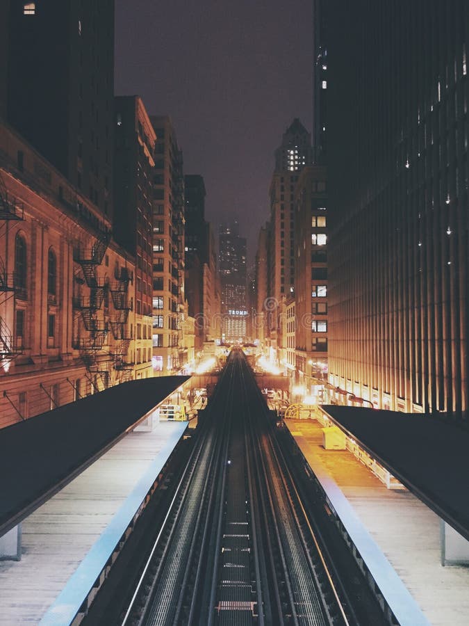 Chicago L train tracks editorial image. Image of publictransportation ...