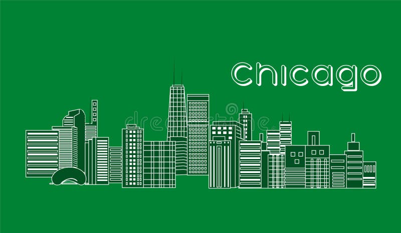 The Chicago Landscape Green Stock Vector - Illustration of culture ...