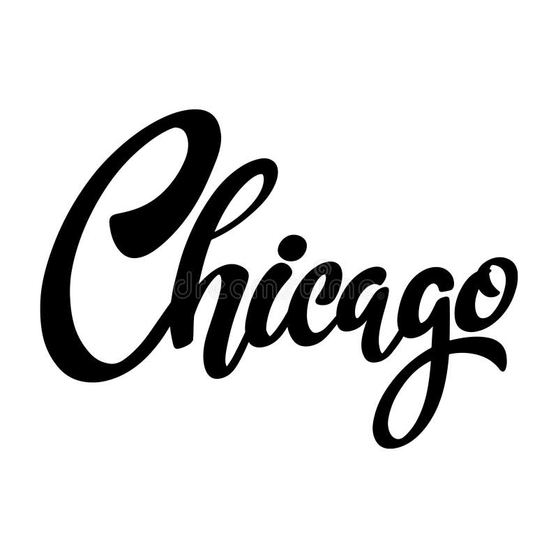 Chicago. Lettering Phrase Isolated on White Stock Vector - Illustration ...