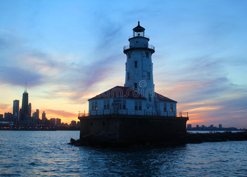 Chicago lighthouse stock image. Image of coast, tower - 97475693