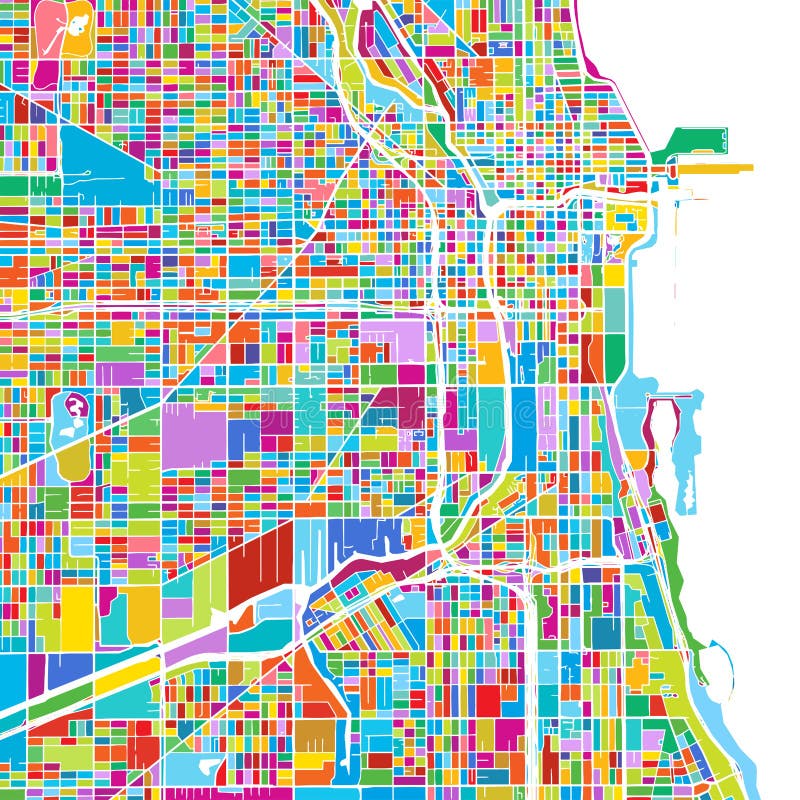 Chicago, Los E.E.U.U., Mapa Colorido Del Vector Ilustración del Vector ...