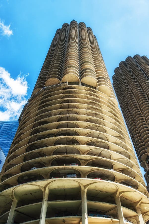 Chicago car park building editorial stock photo. Image of built - 99556218