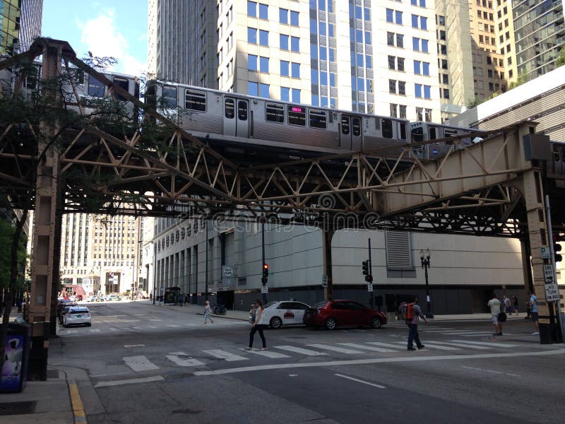 Chicago metro over street editorial stock photo. Image of streets ...