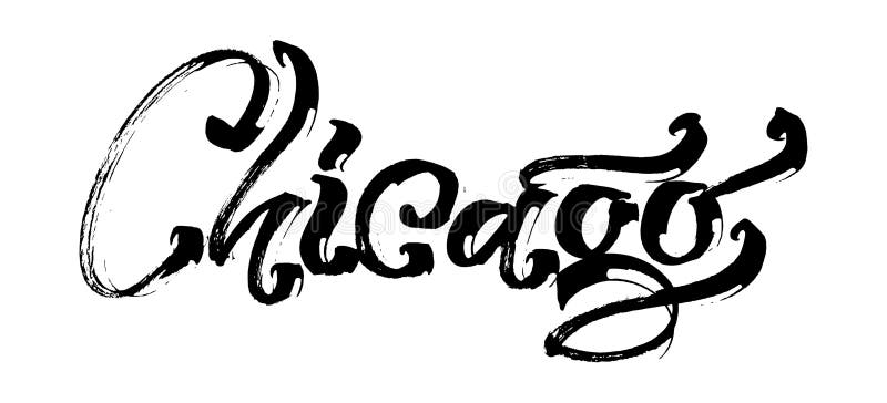 Chicago. Modern Calligraphy Hand Lettering for Serigraphy Print Stock ...