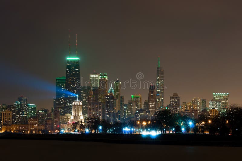 Chicago at night stock image. Image of exterior, architecture - 18754409