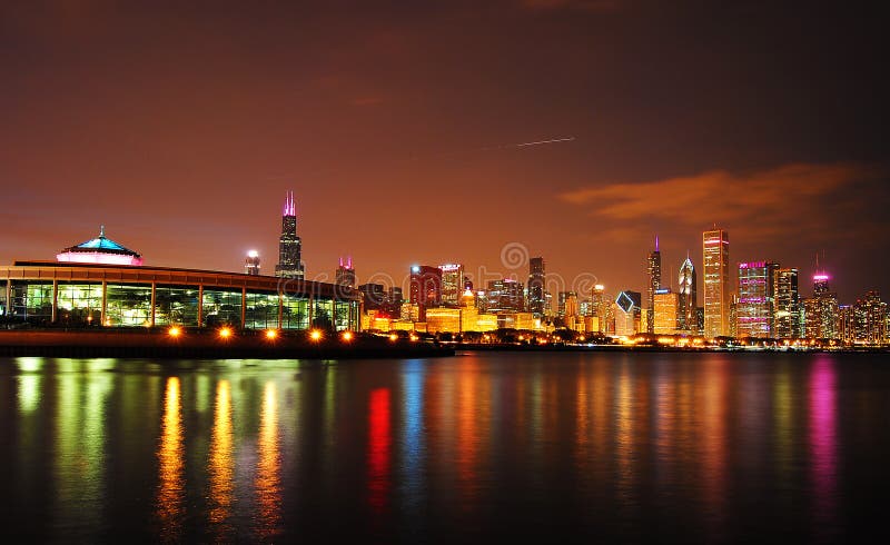 Chicago at Night stock photo. Image of modern, colors - 21070212