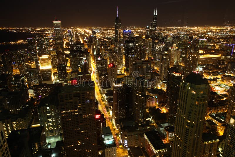 Chicago night editorial photo. Image of building, skyline - 48219351