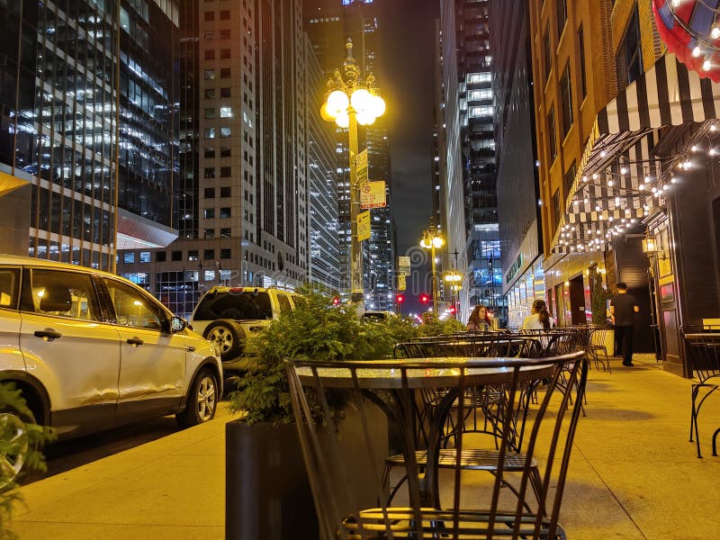 Chicago night view editorial photography. Image of night - 209158277