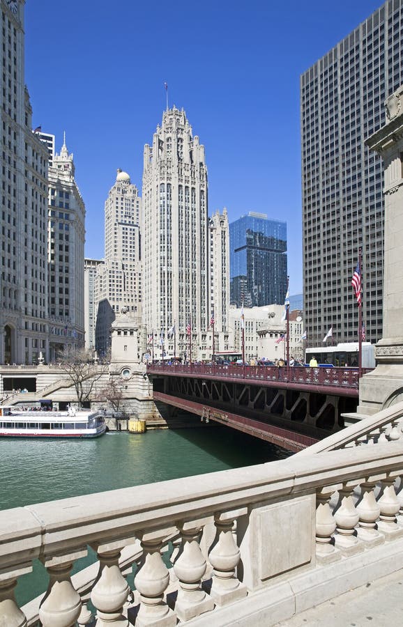 Chicago river view stock photo. Image of illinois, architectural - 70195864