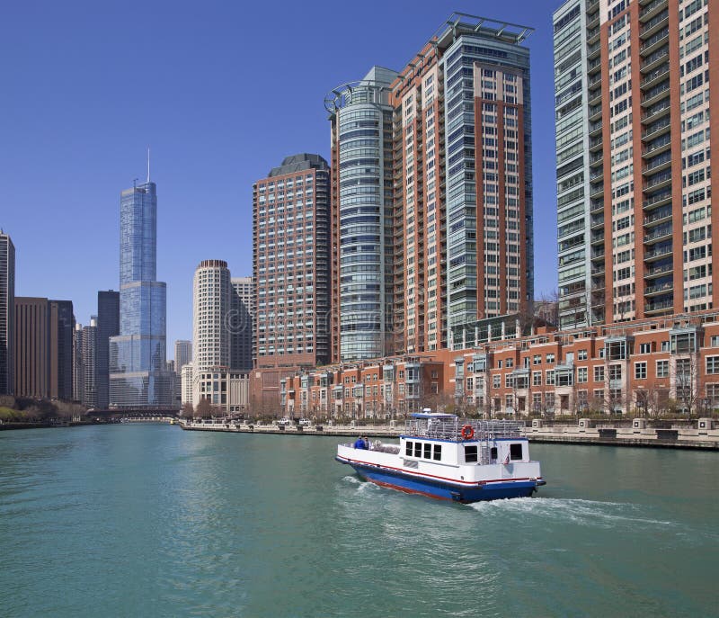 Chicago river view stock image. Image of michigan, illinois - 70196387