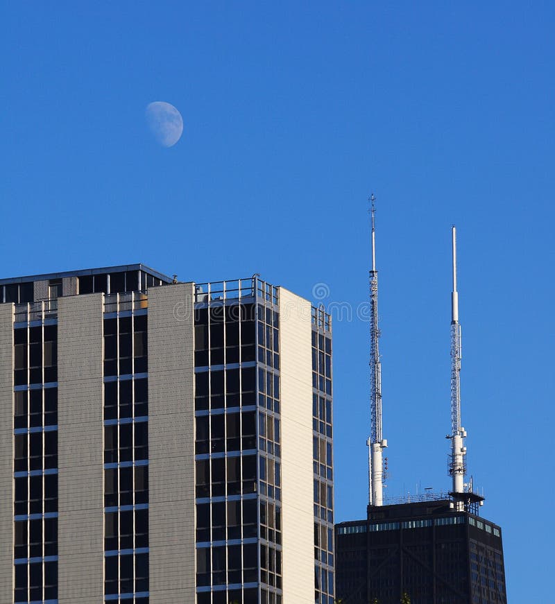 Chicago S John Hancock Tower with View of Moon Stock Image - Image of ...