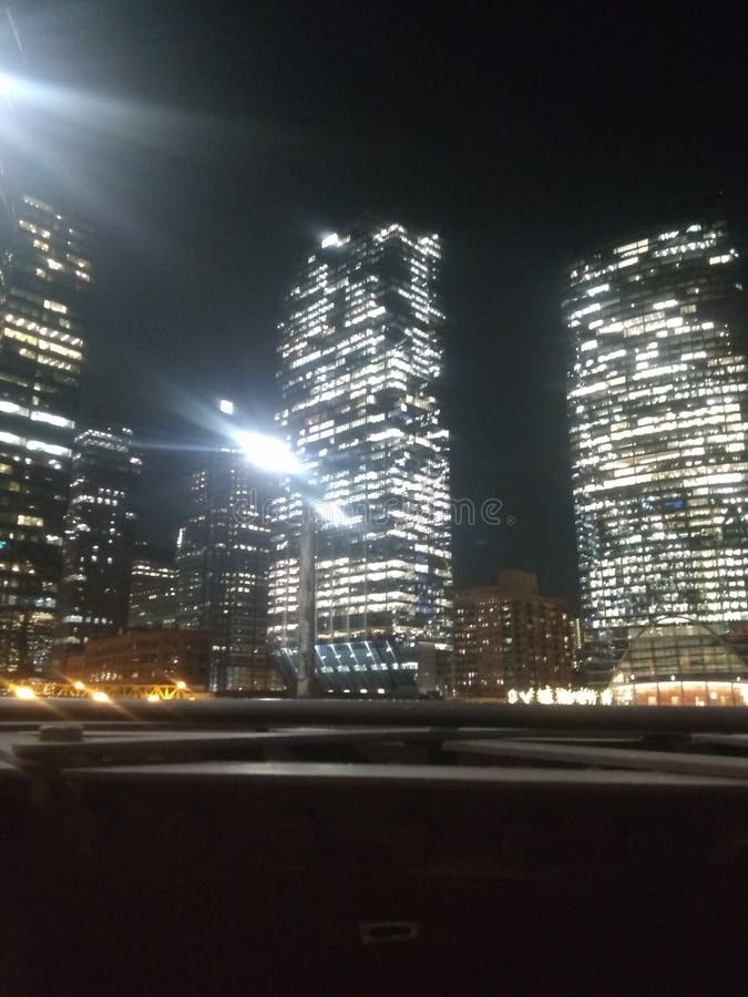 Chicago& X27;s Night Skylight from Bridge Stock Image - Image of ...