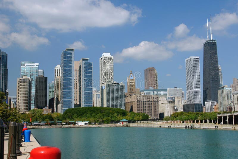 Chicago s Summer Skyline stock image. Image of lake, architecture ...