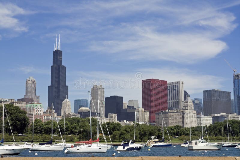 Chicago Seen from Lake Michigan Stock Image - Image of lake, dusk: 9996985