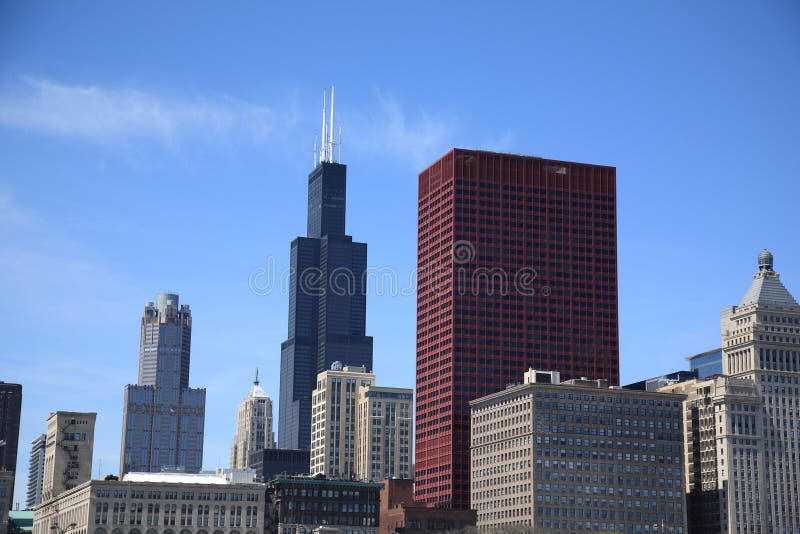 Chicago Skyline stock image. Image of skyscrapers, sunny - 14618913