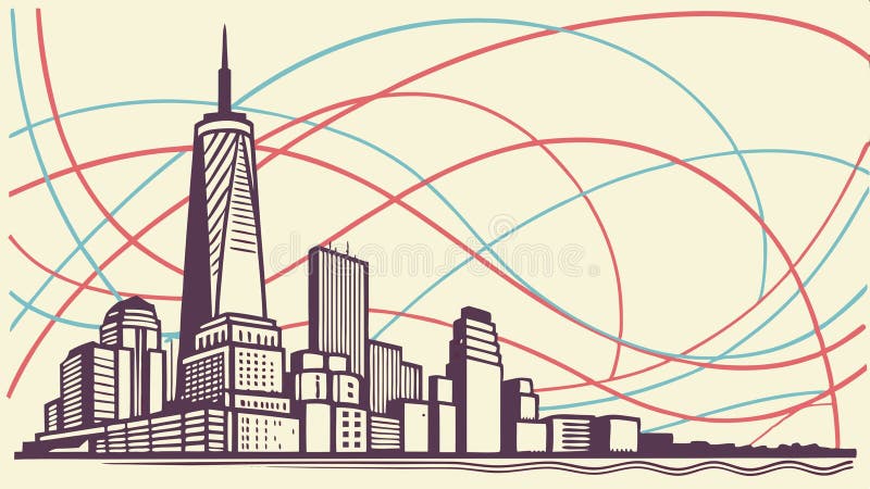 Chicago Skyline Abstract Linear Illustration Vector Design Generative ...