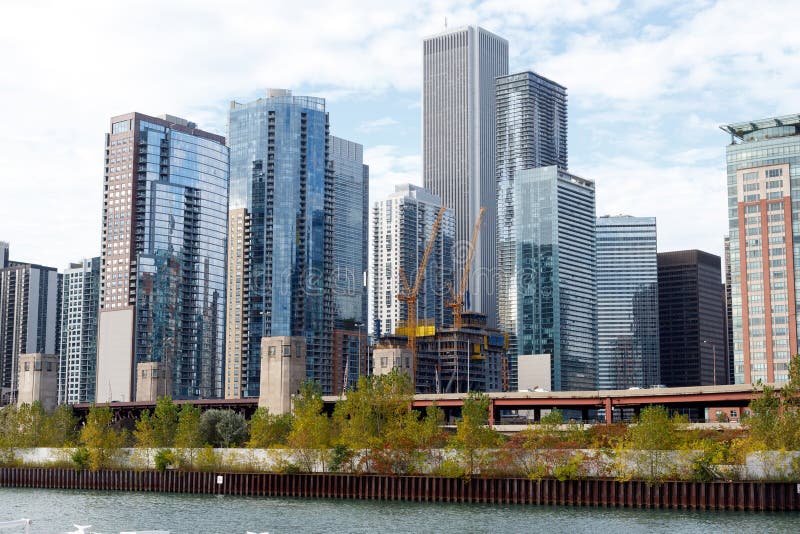 Chicago Skyline with Construction Site Stock Image - Image of ...