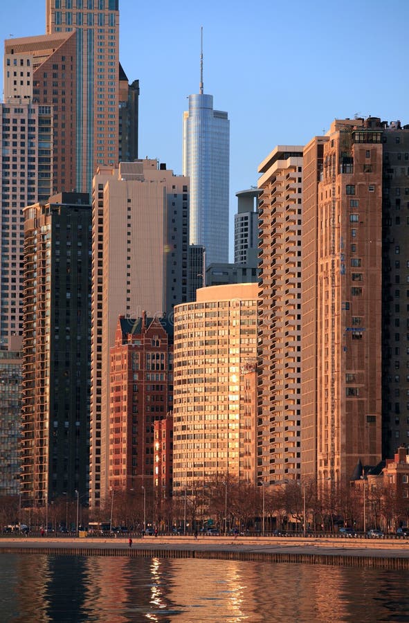Chicago Skyline at Dawn stock image. Image of city, buildings - 10530129