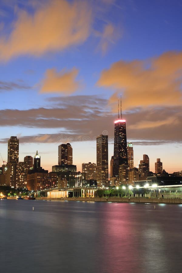 Chicago Skyline at dusk stock photo. Image of great, culture - 25279512