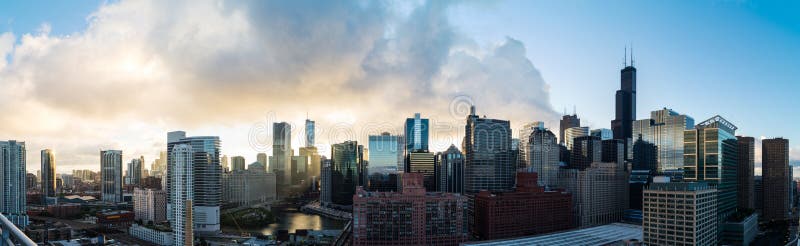 Chicago Skyline in Morning stock image. Image of evening - 33719145