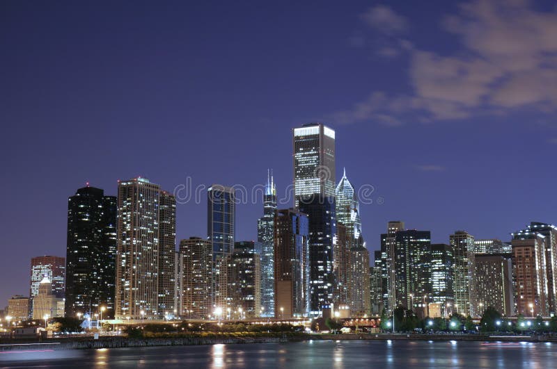 Chicago Skyline at night stock photo. Image of financial - 3746844