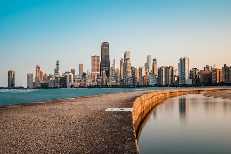Chicago stock photo. Image of chicago, reflection, sunset - 332001364