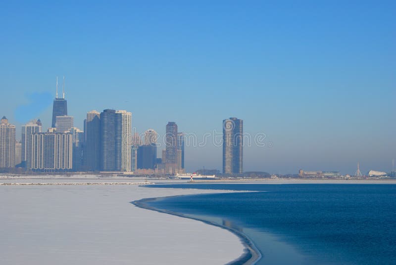 Chicago Skyline in the Winter Stock Image - Image of cityscape, journey ...
