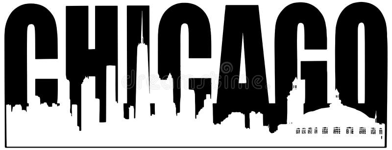 Chicago Skyline with the Word Chicago Stock Vector - Illustration of ...