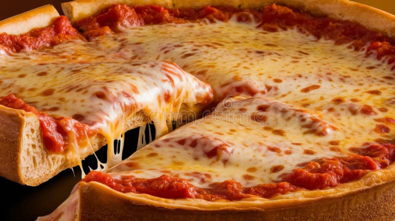 Chicago-style Deep Dish Cheese Pizza with a Generous Layer of Melted ...