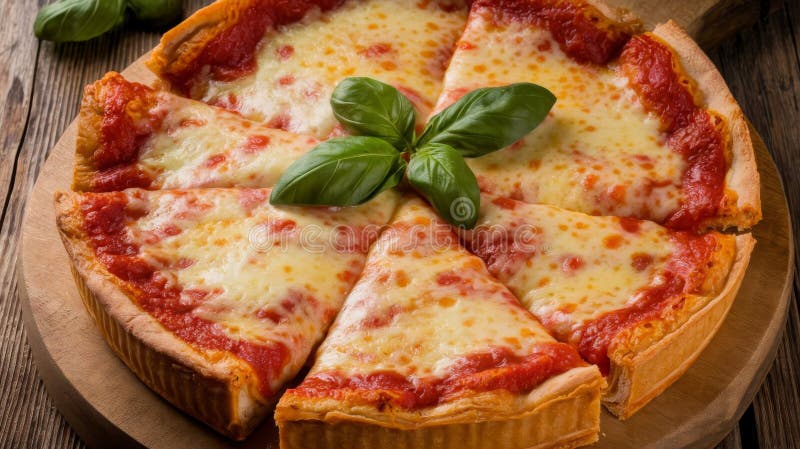 Chicago-style Deep Dish Cheese Pizza with a Generous Layer of Melted ...