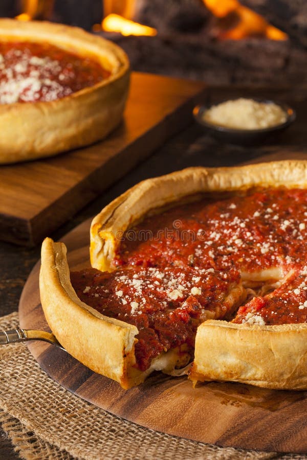 Chicago Style Deep Dish Cheese Pizza Stock Photo - Image of deep ...