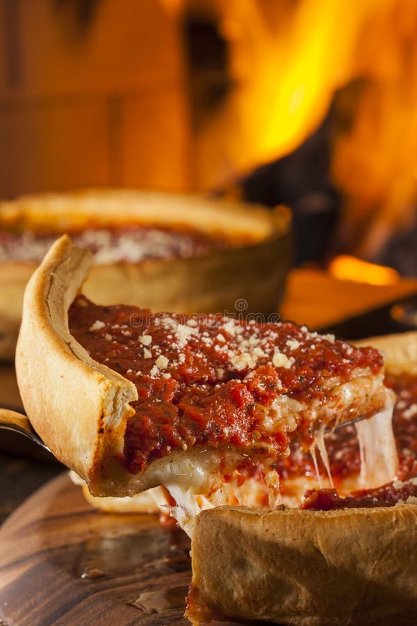 Chicago Style Deep Dish Cheese Pizza Stock Image - Image of dinner ...