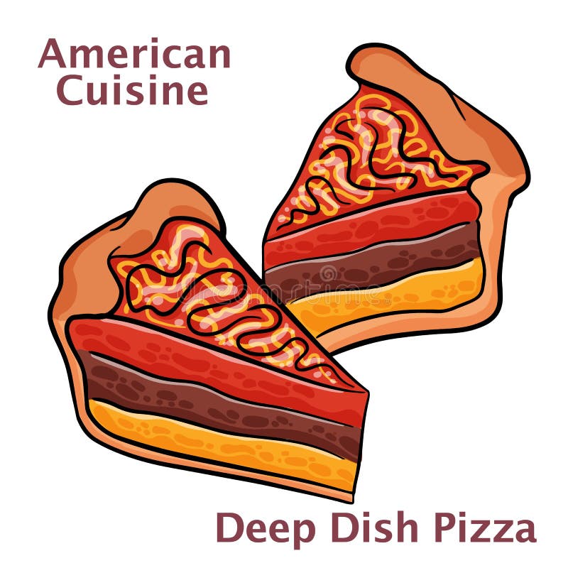 Chicago Style Deep Dish Cheese Pizza On White Background Stock Vector Illustration Of Dish