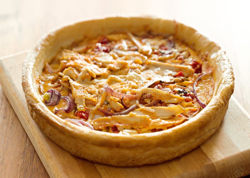 Chicago Style Deep Dish Pizza with Buffalo Chicken Stock Image - Image ...