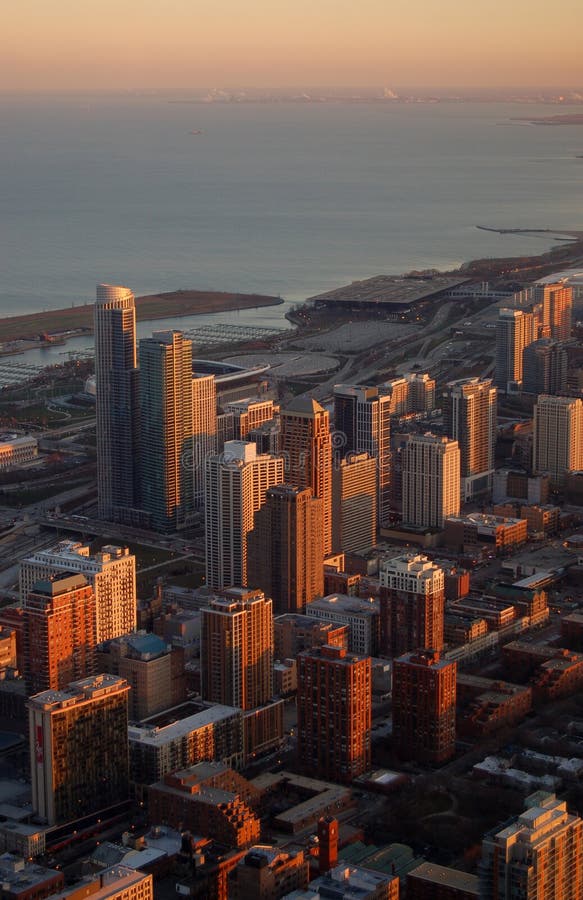 Chicago at sunset stock photo. Image of capital, panorama - 17219124
