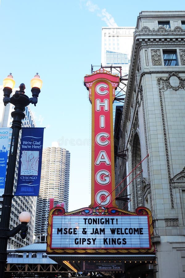 Chicago Theatre Sign stock image. Image of clean, destination - 14569279