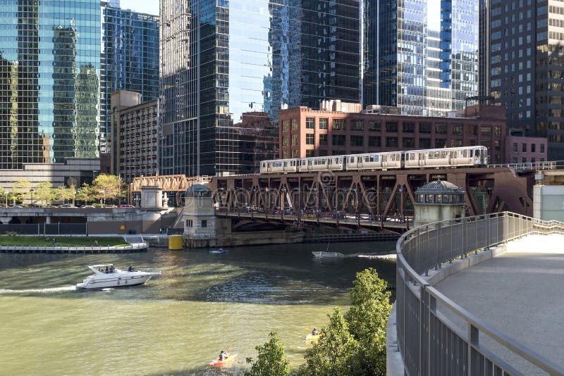 Chicago Elevated Train Transportation Systems Stock Image - Image of ...