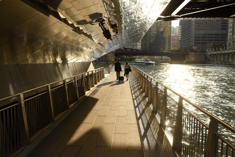 Chicago, USA - June, 2018: People on the Chicago Riverwalk in Downtown ...
