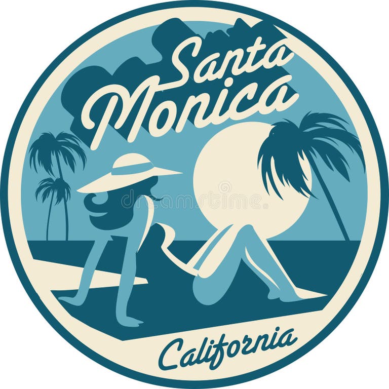 Santa Monica California Postcard Stock Illustration - Illustration of ...