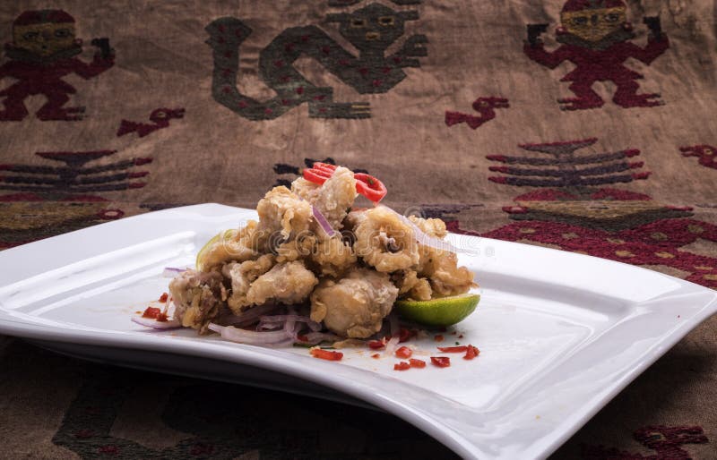 Chicharon Breaded Fried Fish ,aji with Symbol Dish of Peruvian Cuisine ...
