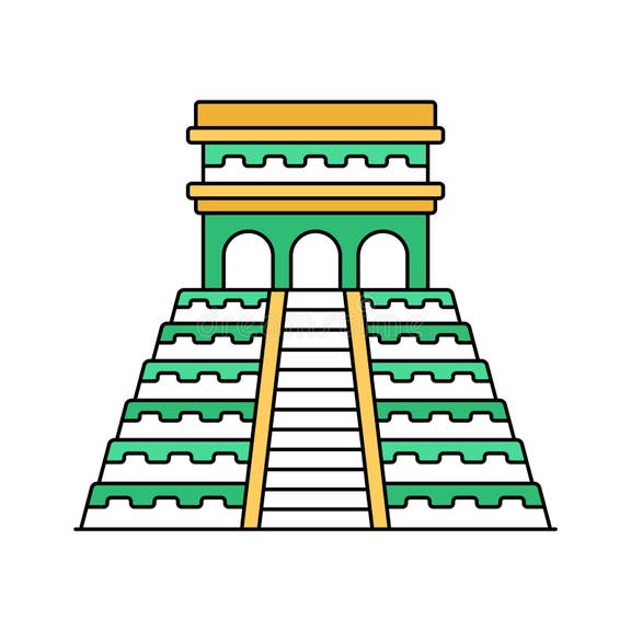 Chichen Itza stock vector. Illustration of estate, colored - 331457556
