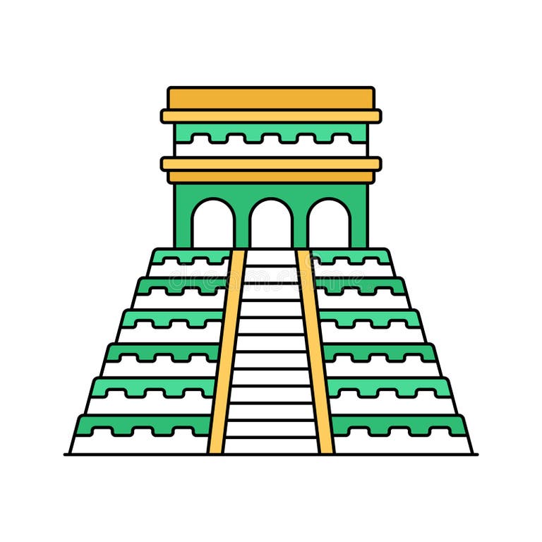 Chichen Itza stock vector. Illustration of estate, colored - 331457556