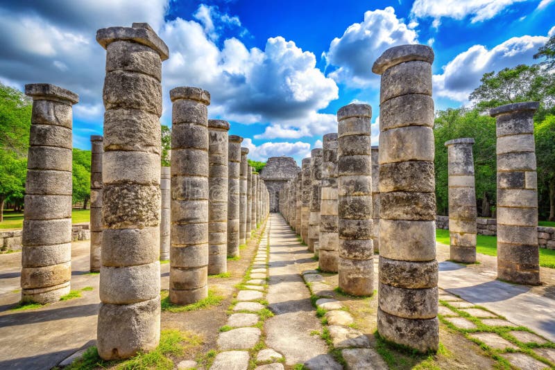 Chichen Itza, Mexico. Chichen Itza, Columns in the Temple of a Thousand ...