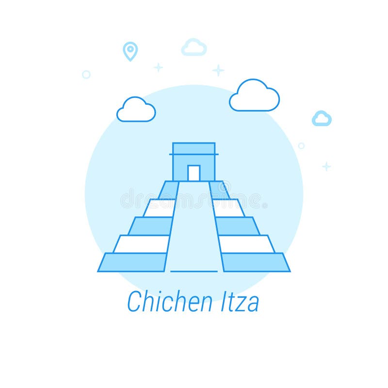 Chichen Itza, Mexico Vector Line Icon, Symbol, Pictogram, Sign. Light ...