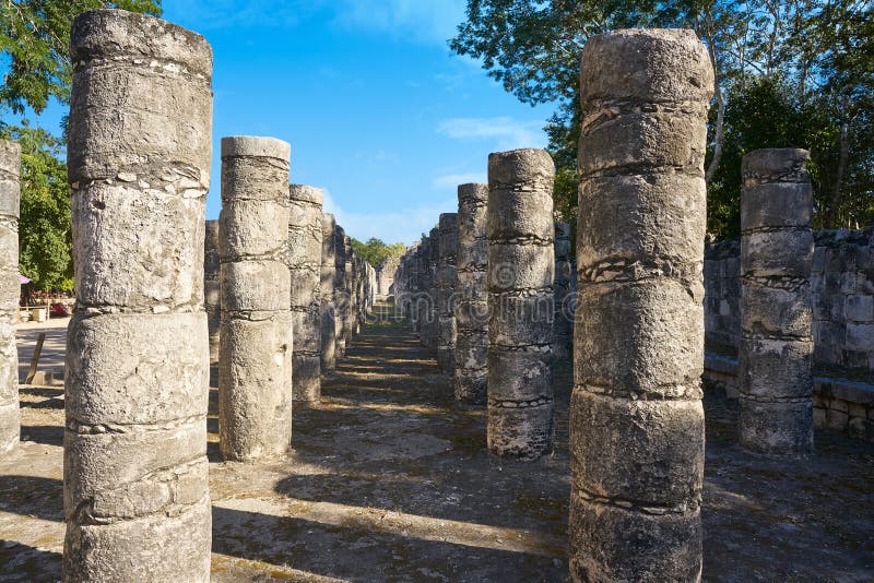 Columns Mayan Chichen Itza Mexico Ruins in Rows Stock Image - Image of ...