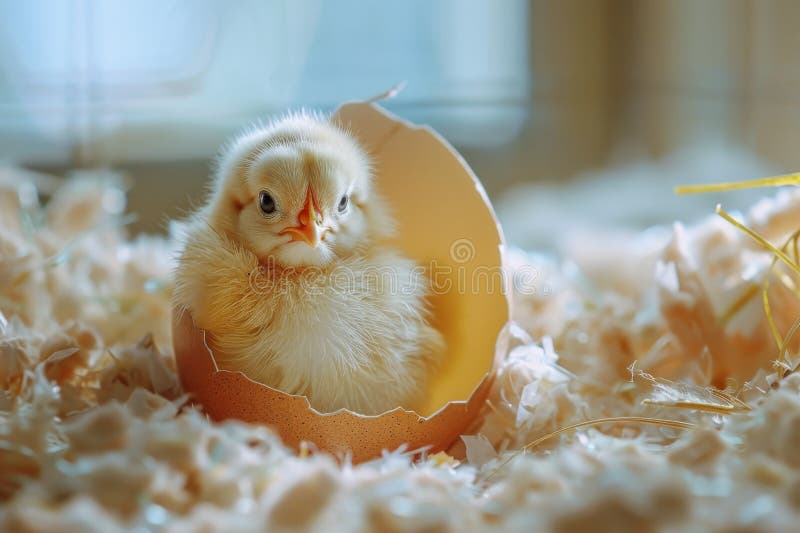Chick in Broken Shell, Close-up Stock Photo - Image of creature, yellow ...