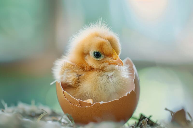 Chick in Broken Shell, Close-up Stock Image - Image of yellow, hope ...