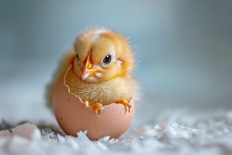 Chick in Broken Shell, Close-up Stock Image - Image of animal, soft ...