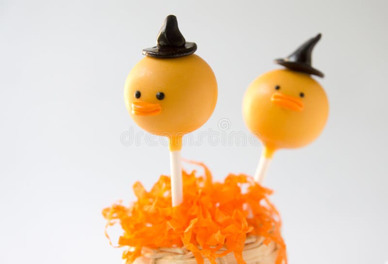 Chick Cake Pops in Cup on White Background Stock Photo - Image of ...