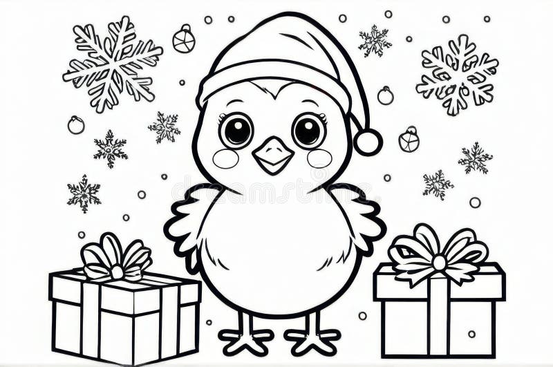 A Chick in a Christmas Scene at 21-11-2024 Stock Illustration ...